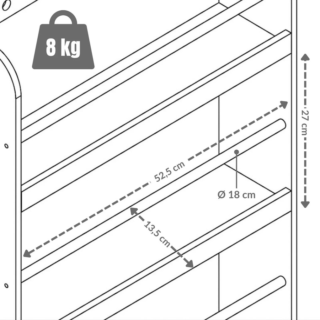 Dětský regál s bambusovými tyčemi TENO, 55 x 112 x 15 cm