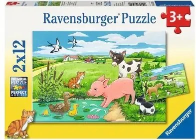 Ravensburger Mláďata na farmě / 2x12 dílků / od 3 let