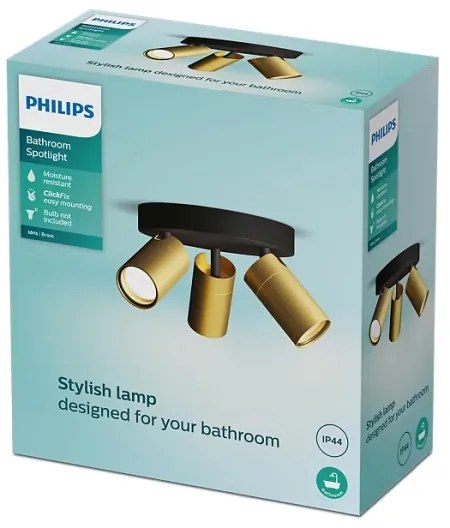 Philips - Koupelnové bodové svítidlo IDRIS 3xGU10/5W/230V IP44 černá/zlatá
