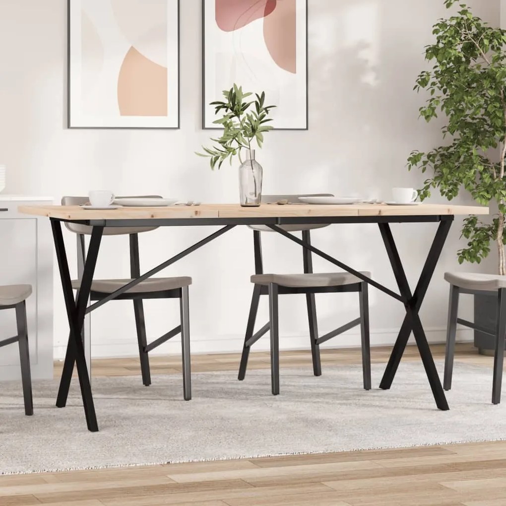 Jídelní stůl s X rámem 160 x 80 x 75,5 cm borové dřevo a ocel 3282765