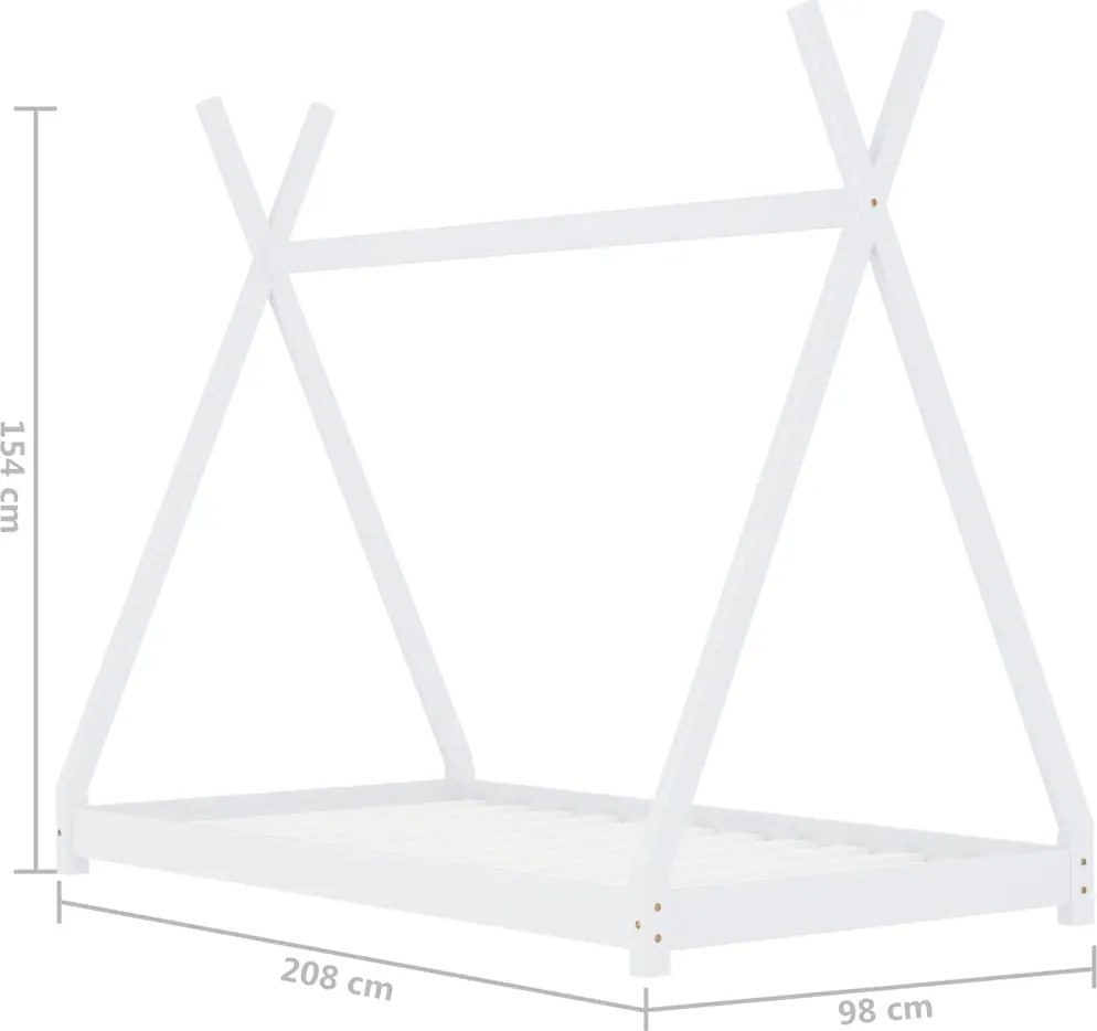 Rám dětské postele bílý masivní borové dřevo 90 x 200 cm 283360
