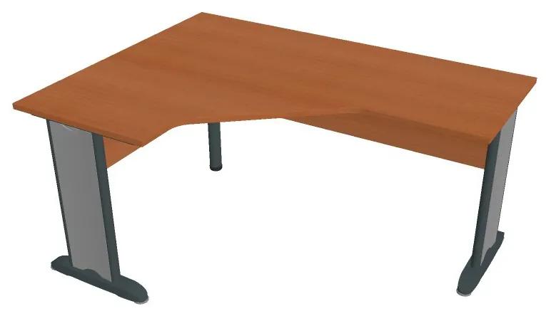 Stůl ergo lomený pravý 160×120/60 cm - Hobis Cross CEV 60 P Dekor stolové desky: třešeň, Dekor lamino podnože: třešeň, Barva nohou: černá