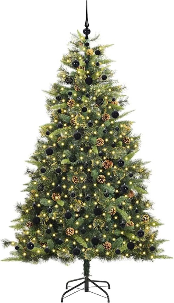 Umělý sklopný vánoční stromeček s kužely Zelená 210 cm 3395099