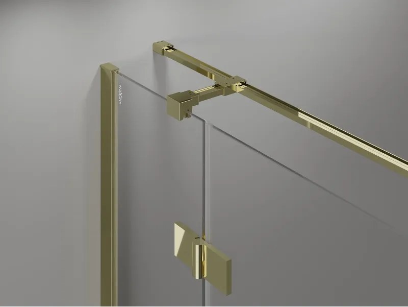 Mexen, Mexen Mist HT sklápěcí sprchový kout levý 75 x 85 cm, transparentní, zlatý - 8A5T-075-085-50-00-L