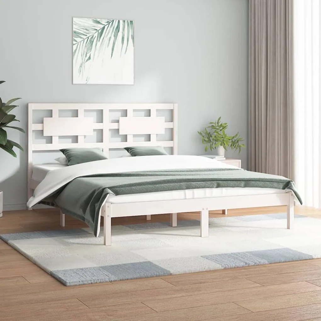Rám postele bílý masivní borovice 200 x 200 cm,  3107374