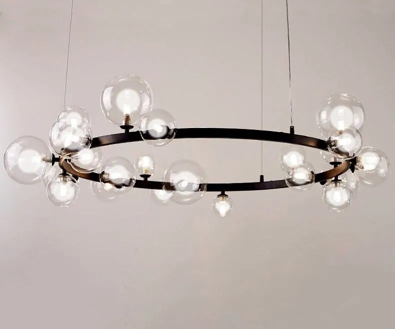 Toolight - závěsné svítidlo skleněné koule 15xG9 40W APP906-15CP, černá, OSW-04034