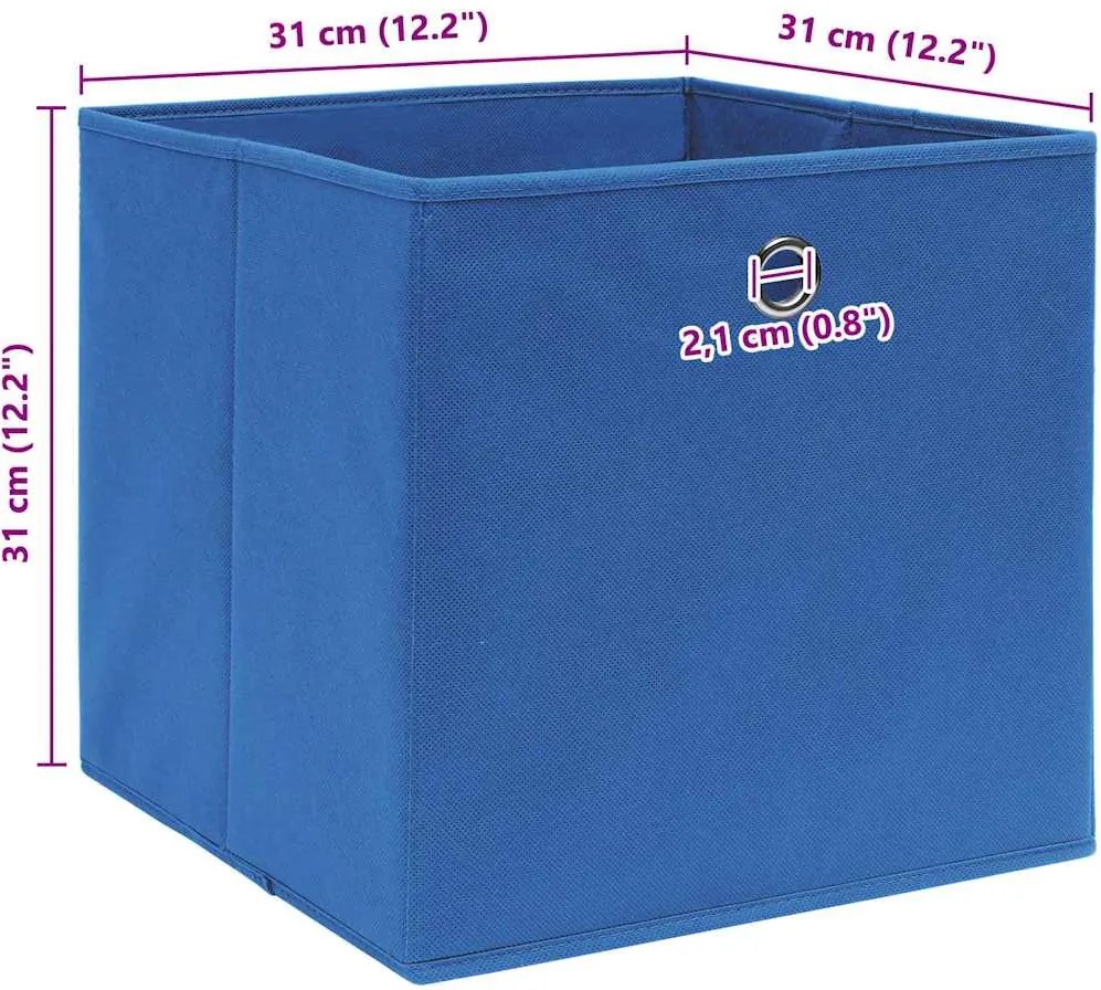 Úložné boxy 10 ks modré 32 x 32 x 32 cm textil 288339