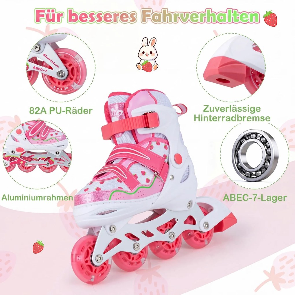 Costway Inline brusle Dětské 4 Nastavitelné velikosti Inline brusle se svítícími
