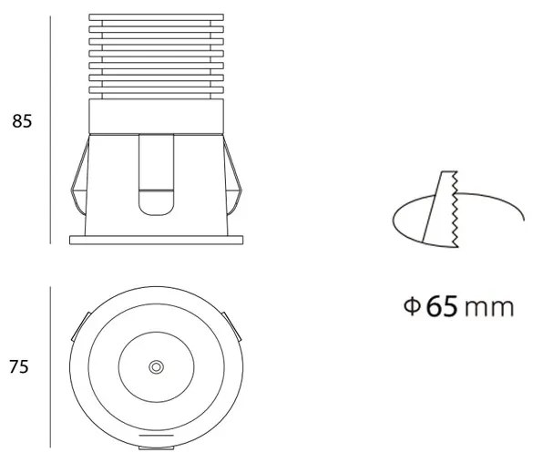 Led2 Zápustné LED svítidlo RAY M ø 7,5 cm Barva: Bílá, Stmívání, řízení: ON/OFF