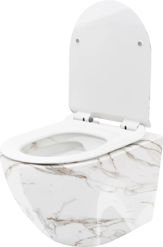 Rea Carlos Slim Lava Shiny, závěsná WC mísa Rimless 49,5x37x35,5 cm, imitace kamene, REA-C0536