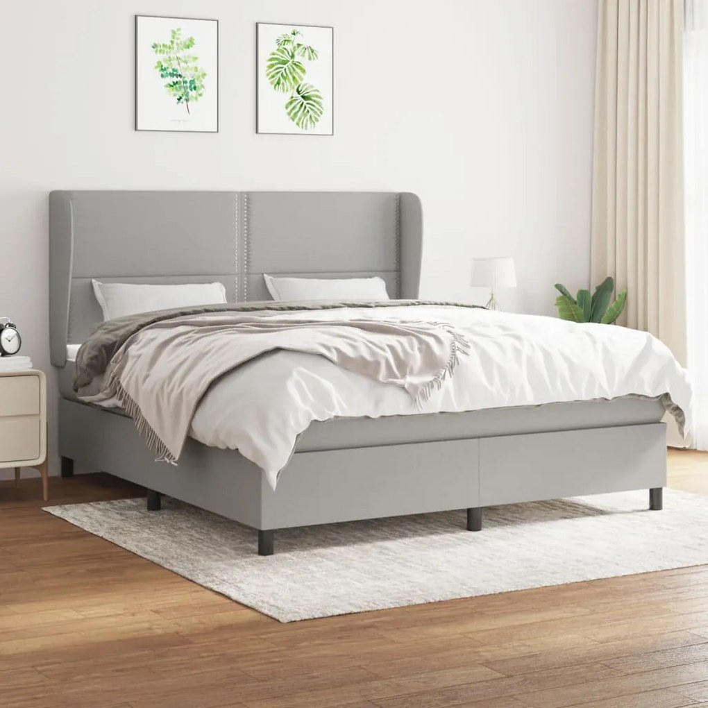 Box spring postel s matrací světle šedá 180 x 200 cm textil 3127901