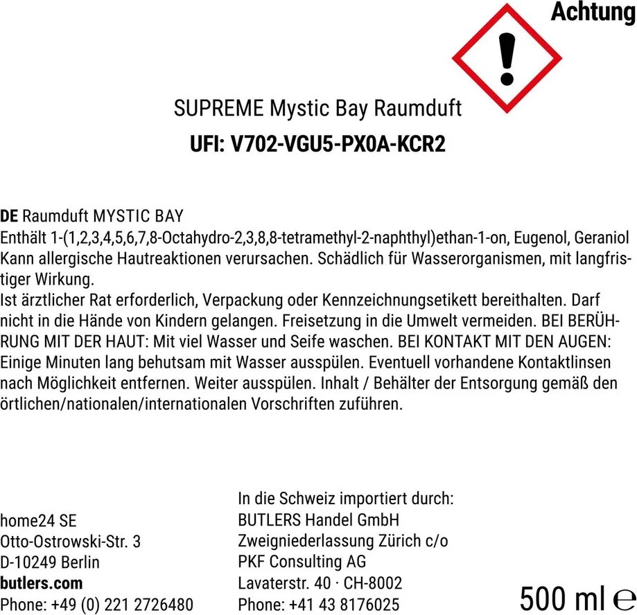 Butlers SUPREME Vůně do bytu Mystic Bay 500 ml