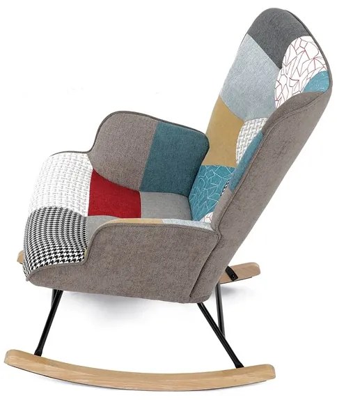 Houpací křeslo VENTURA - patchwork látka Barva: Vícebarevná