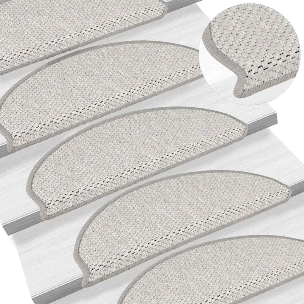 Samolepicí rohože na schody Sisal-Look 30 ks 65x21x4 cm Platina 3365870