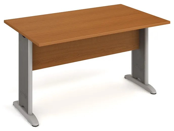 Stůl jednací rovný 140 cm - Hobis Cross CJ 1400 Dekor stolové desky: třešeň, Dekor lamino podnože: třešeň, Barva nohou: Stříbrná