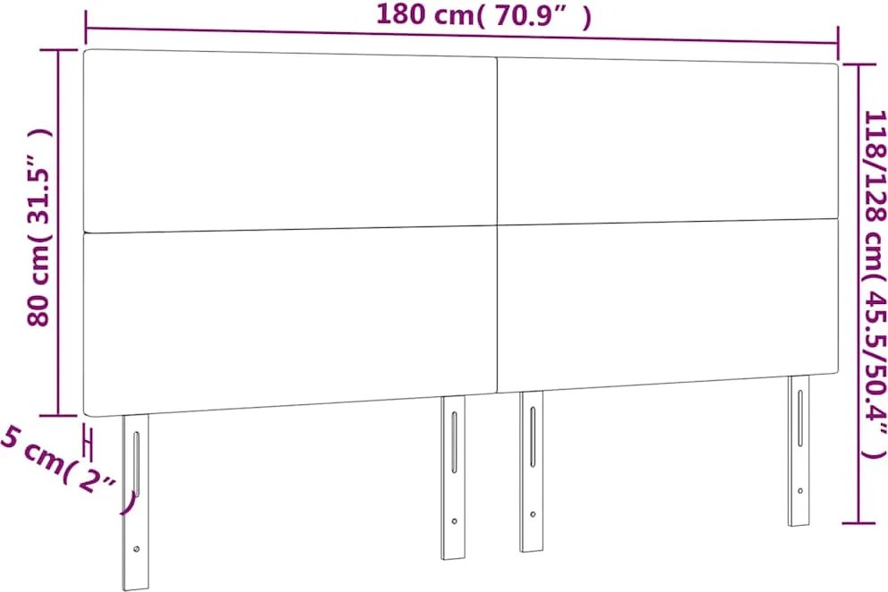 Čelo postele s LED tmavě modré 180x5x118/128 cm samet 3122208