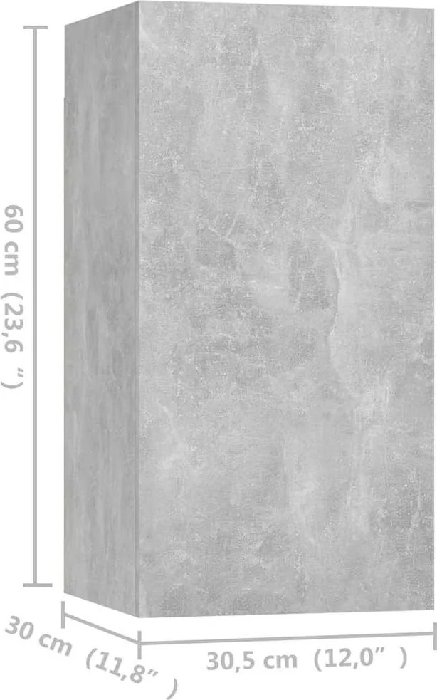 TV skříňky 4 ks betonově šedé 30,5 x 30 x 60 cm dřevotříska 3079160