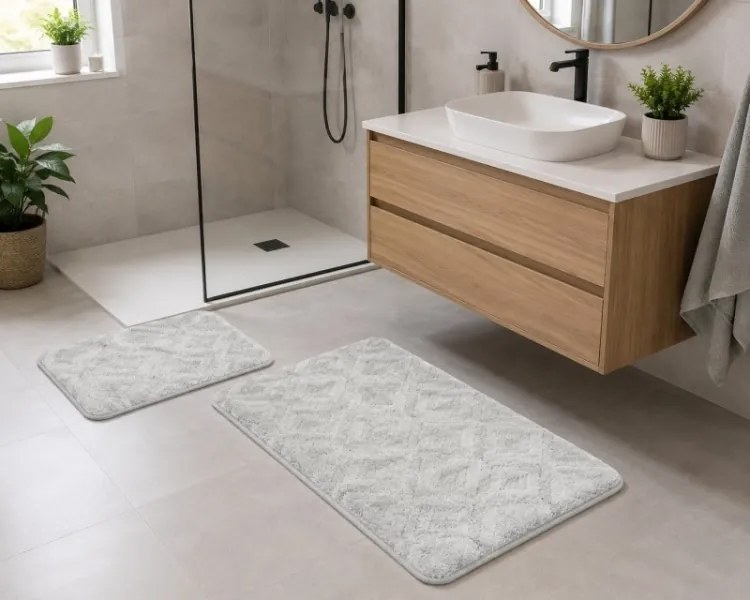 Bellatex koupelnové předložky BANYSILVER bez výkroje sada 60x100, 60x50 cm Světle šedá