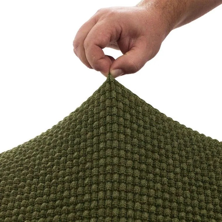 Super strečové potahy NIAGARA zelená křeslo s dřevěnými rukojeťmi (š. 50 - 80 cm)