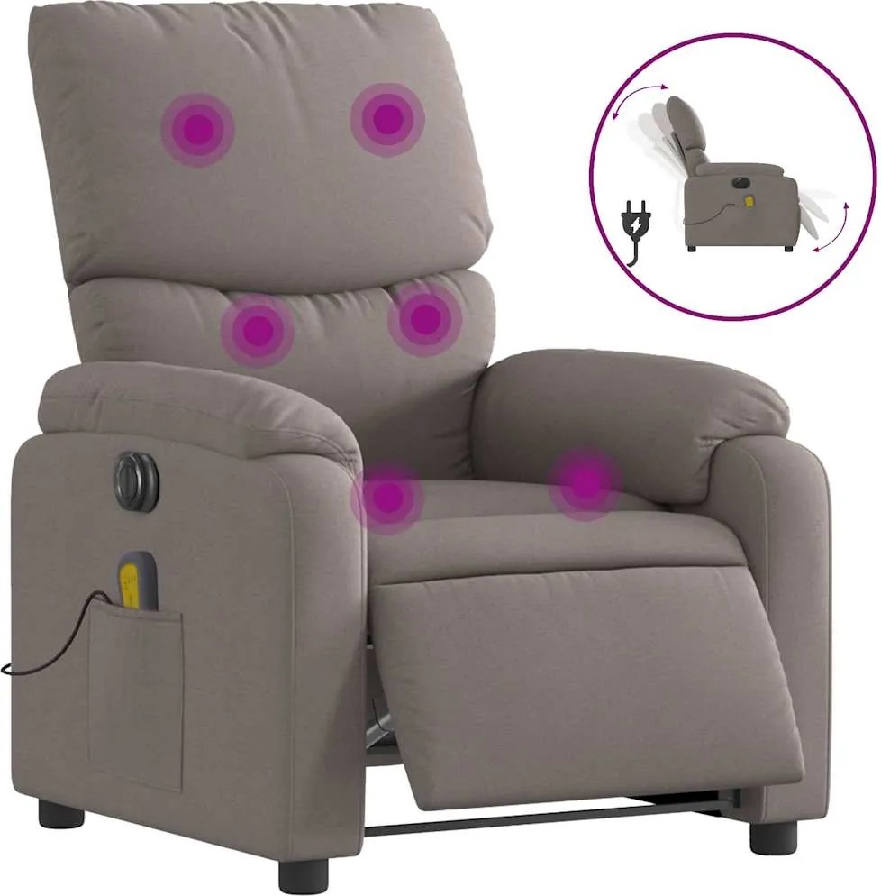 Elektrické masážní polohovací křeslo taupe textil 3204820