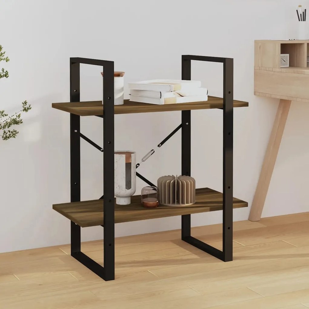 2Patrová Knihovna 60 X 30 X Hnědý Dub - kompozitní dřevo / 140 cm