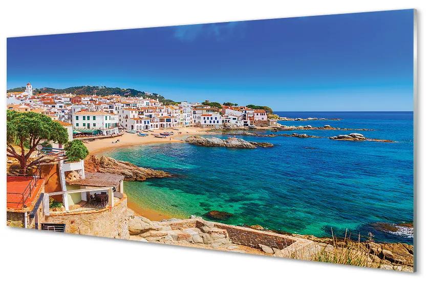 akrylový obraz Španělsko coast beach city 125x50 cm