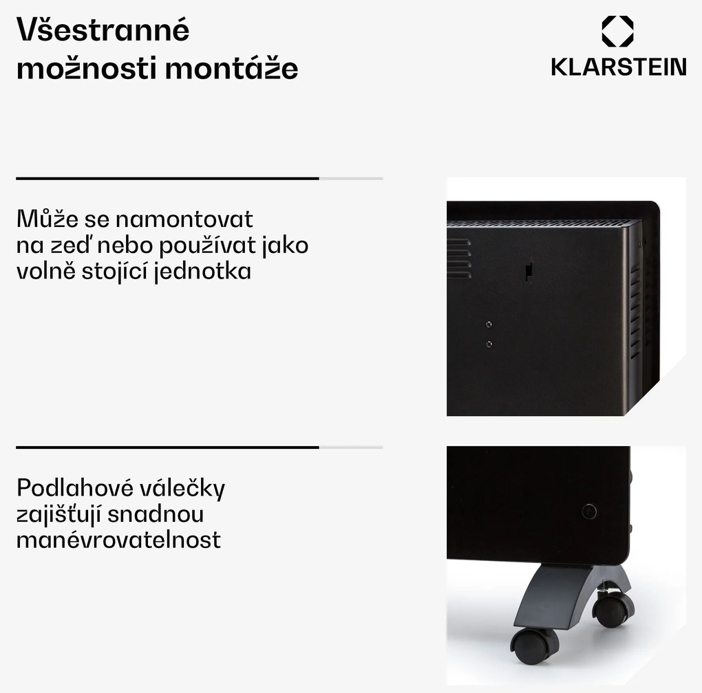 Klarstein Bansin Crystal Smart, konvektor, 1500 W, 5 - 50 °C, ovládání pomocí aplikace
