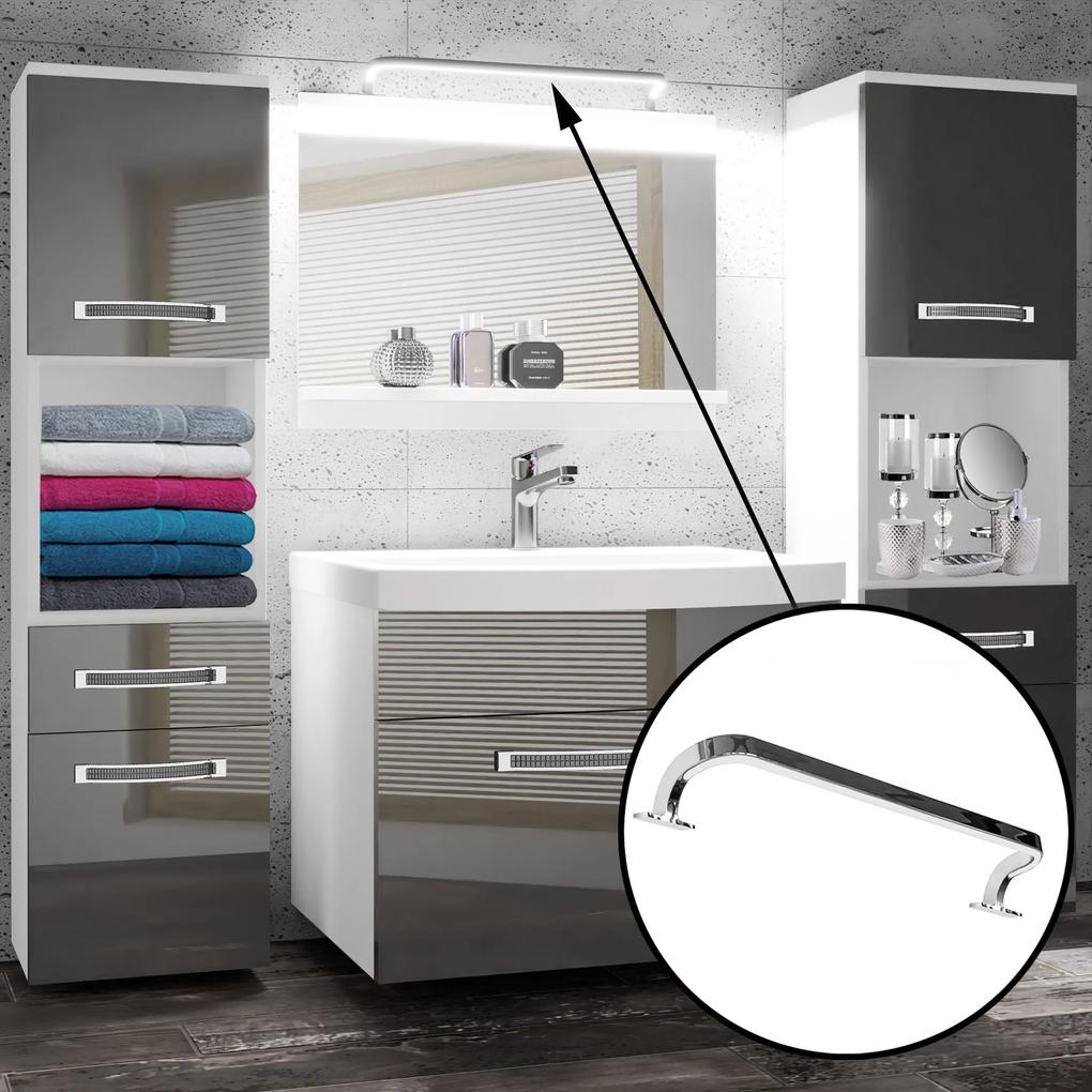 Koupelnový nábytek Belini Premium Full Version šedý lesk / královský eben + umyvadlo + zrcadlo + LED osvětlení Glamour 52