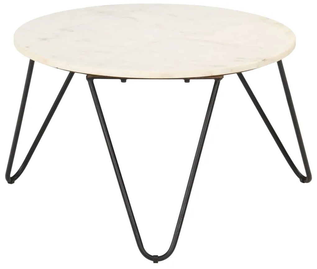 286446 vidaXL Konferenční stolek bílý 65x65x42 cm pravý kámen mramorový vzor