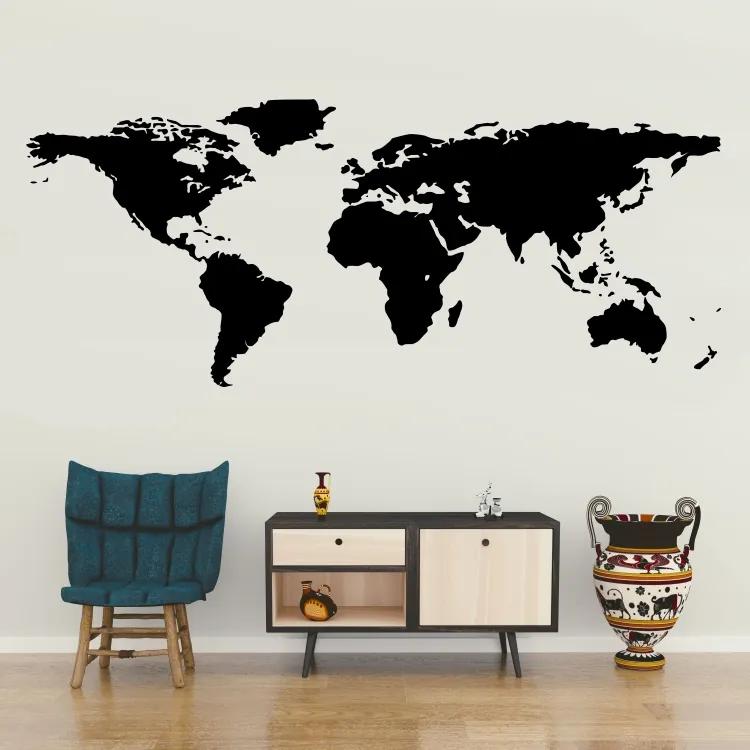 Mapa světa - vinylová samolepka na zeď 100x47cm