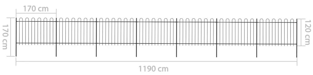 vidaXL Marketos Zahradní plot s obloukem nahoře ocelový 1248 x 120 cm černý