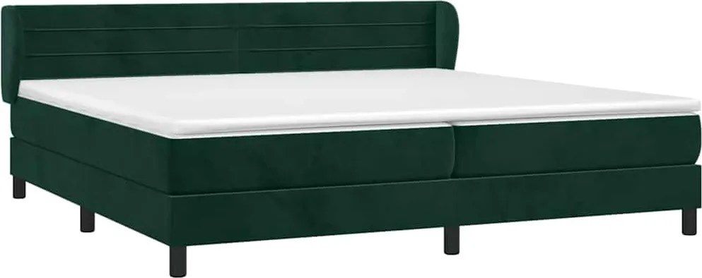 Box spring postel s matrací tmavě zelená 200x200 cm samet 3127574