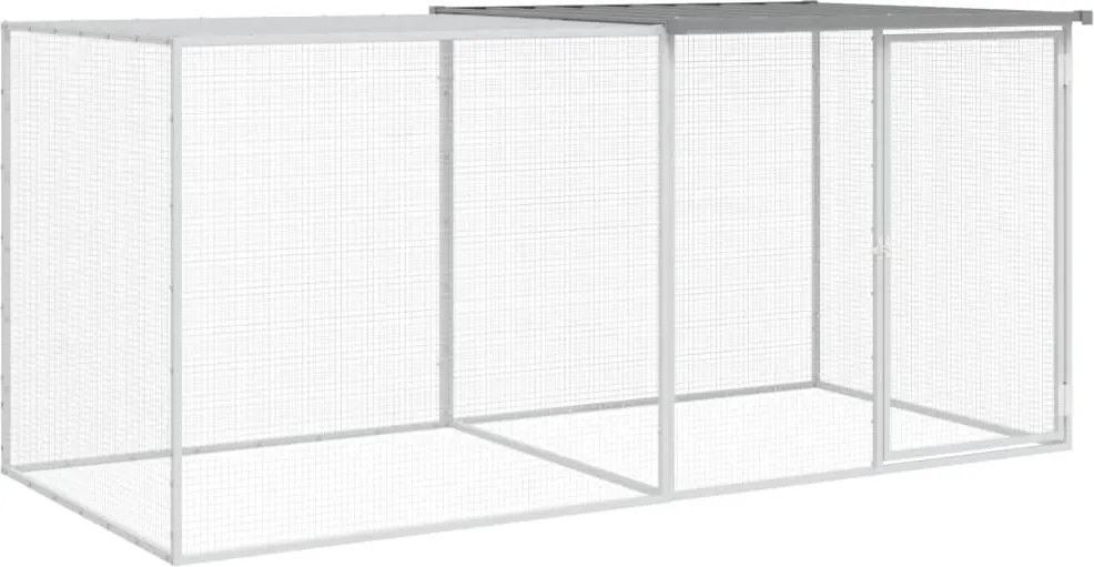 Klec pro kuřata se střechou světle šedá 203 x 98 x 90 cm ocel 3189044