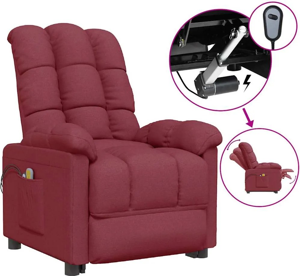 Elektrické masážní křeslo vínové textil 3073761