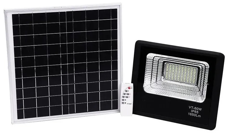 LED Stmívatelný solární reflektor LED/20W/6,4V 4000K IP65 + dálkové ovládání