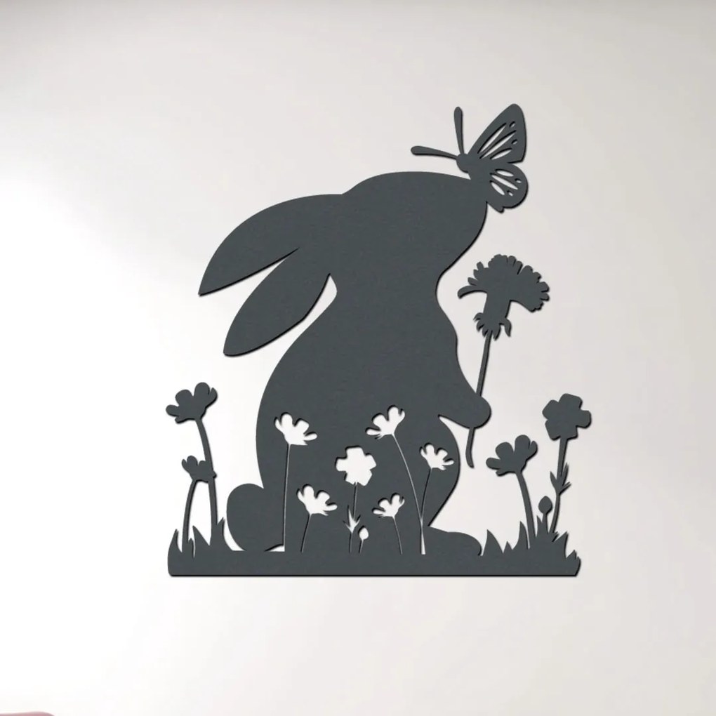 dřevo života Nástěnná dekorace Velikonoční zajíček s motýlkem Zvolte rozměr (cm): 40x44, Zvolte barvu dekoru: Černá