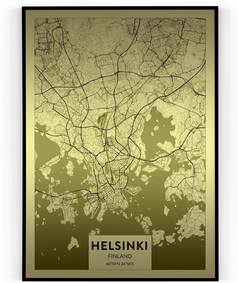 Plakát / Obraz Mapa Helsinki Pololesklý saténový papír 210 g/m² A4 - 21 x 29,7 cm