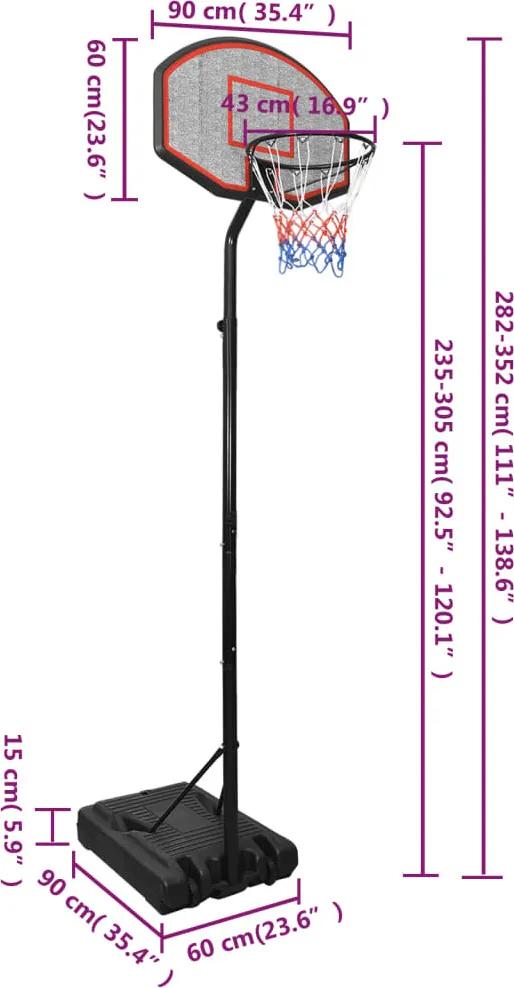 vidaXL Basketbalový koš 282–352 cm polyethylen [3107832] Barva: Bílá