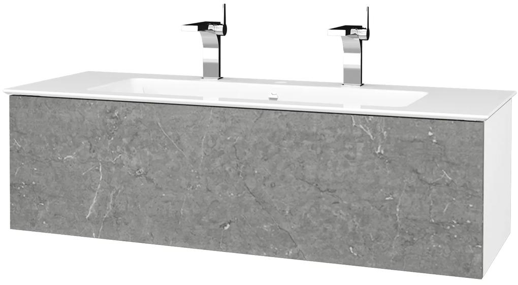 Dřevojas Koupelnová skříň VARIANTE SZZ 120 (umyvadlo Pura) Varianta: N01 Bílá lesk / D01 Beton