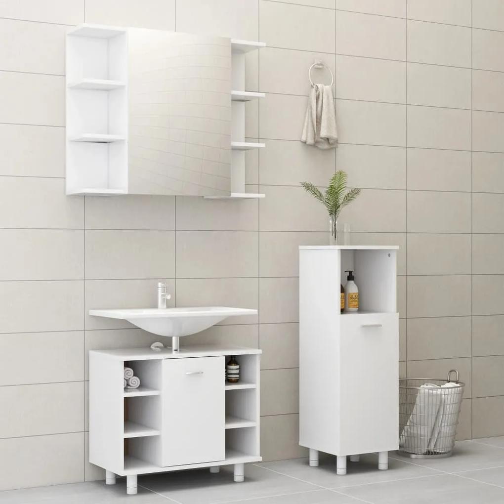 3dílná koupelnová sestava bílá kompozitní dřevo