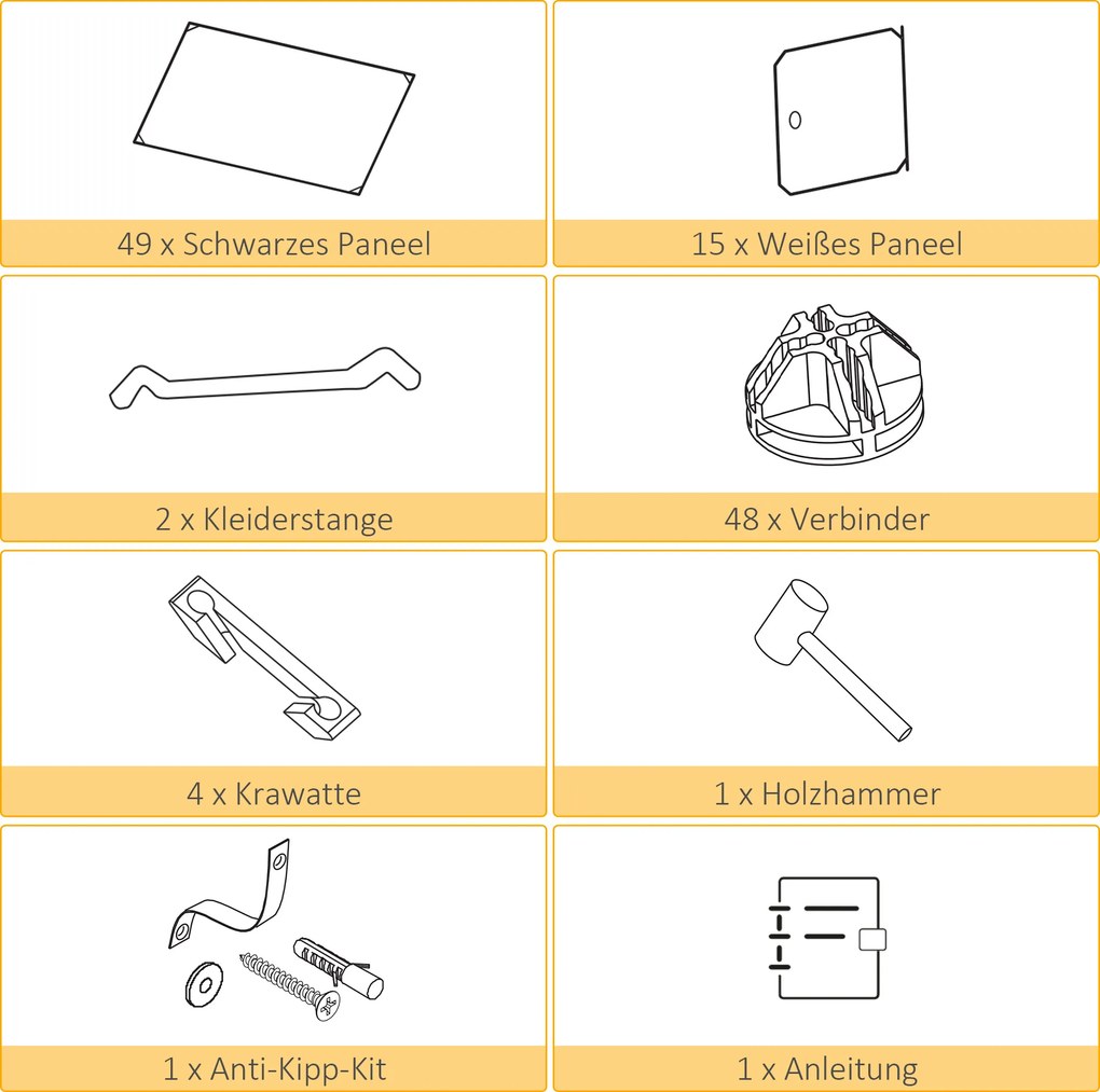 HOMCOM DIY systém polic pro šatníky s 2 velkými a 9 malými kostkami - DIY organizér, botník, úložný regál na knihy a hračky, černý 111 x 47 x 183 cm