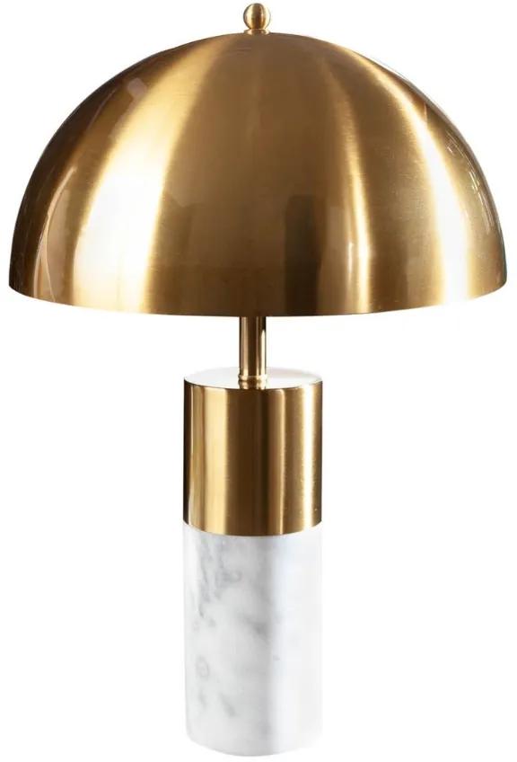 OnaDnes -20% Moebel Living Zlato bílá kovová stolní lampa Adore s mramorovou podstavou