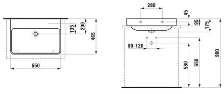 Laufen Pro S Umyvadlo broušené 65 x 46,5 cm bez otvoru a přepadu, bílá H8169640001421