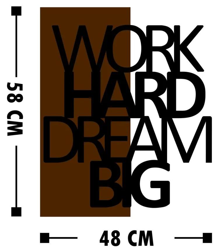Nástěnná dřevěná dekorace WORK DREAM hnědá/černá
