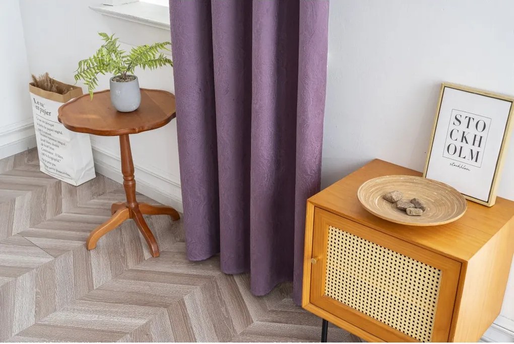Zatemňovací závěs DUNES VELVET 140x250 cm, fialový Zavěšení: Řasící páska