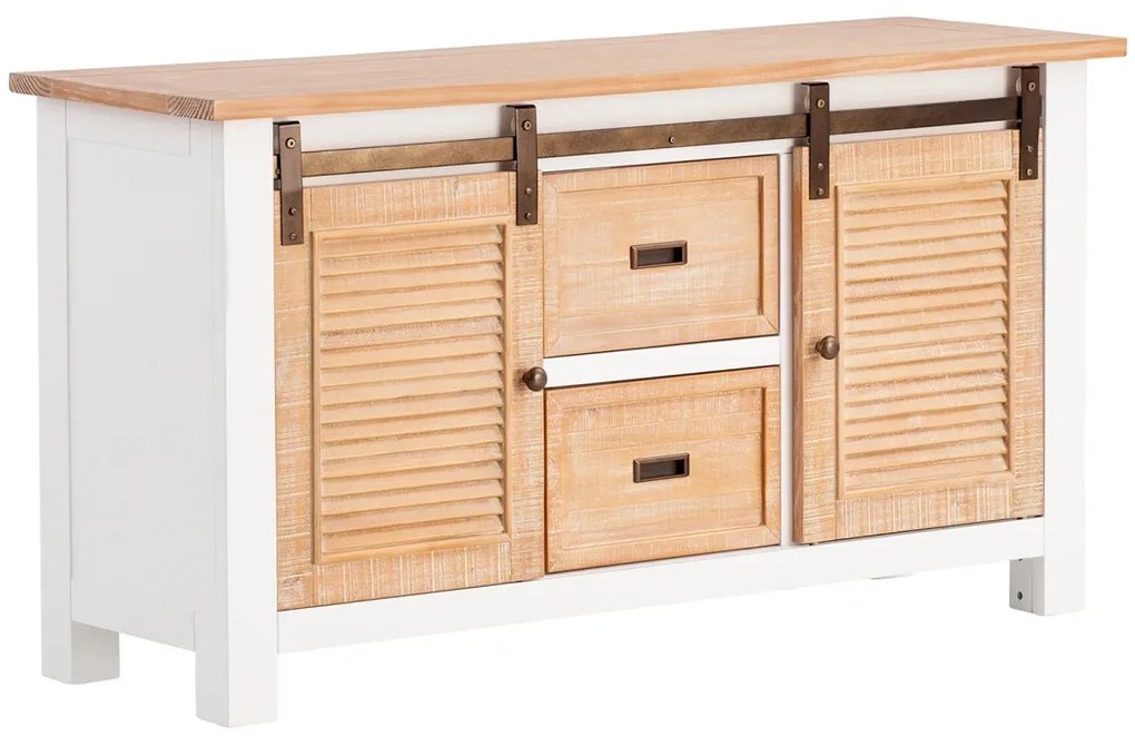 furniture-nabytek.cz - 2dílná koupelnová sada Caprino, masivní borovice/MDF, lakovaná, bílá/hnědá