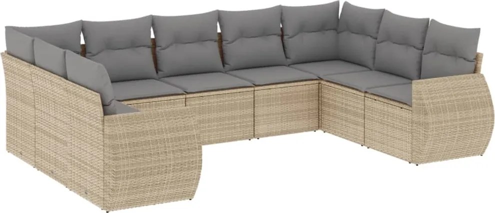 9dílná zahradní sedací souprava s poduškami béžová polyratan 3221798