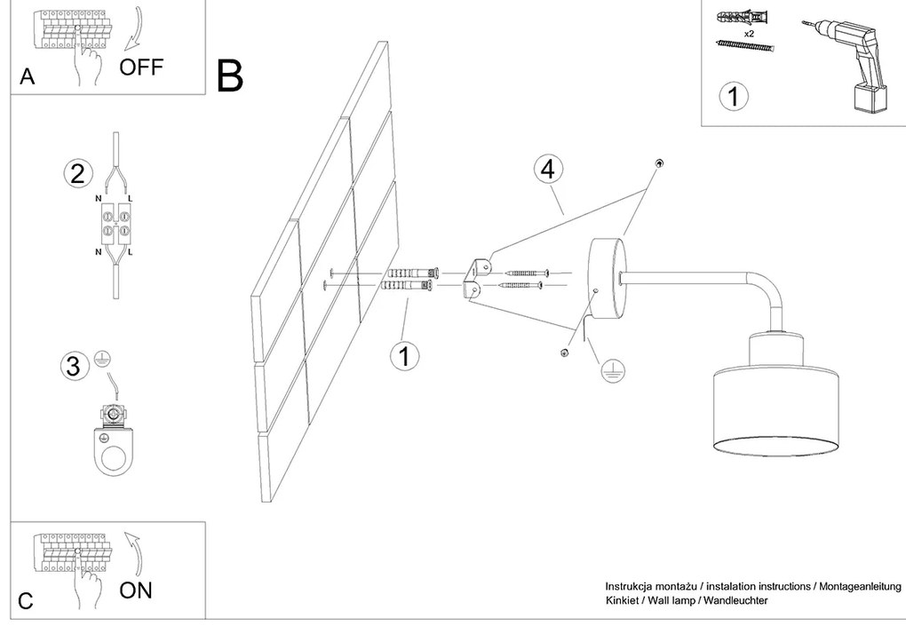 Nástěnné svítidlo Savar, 1x černé kovové stínítko