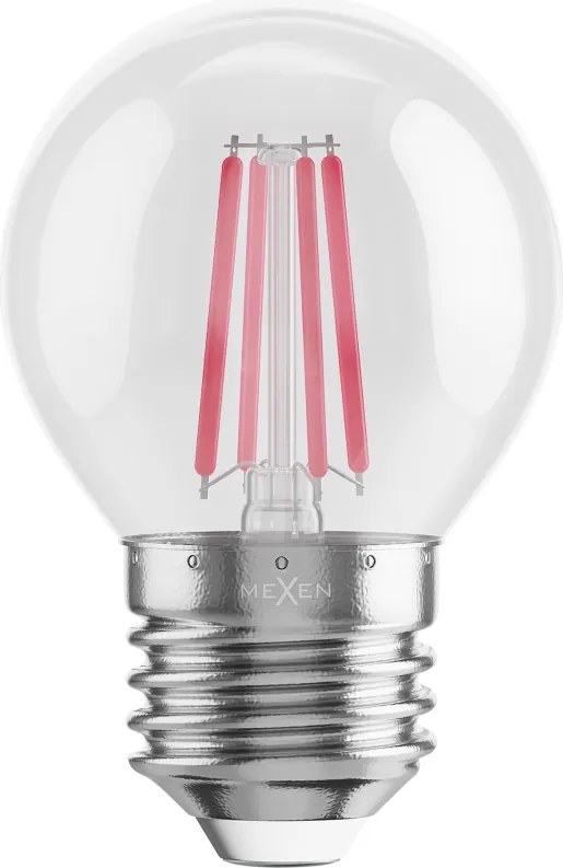 Mexen Vintis, LED filamentová žárovka E27, G45, 4 W, červená, čirá, L156-E27-04XX-45