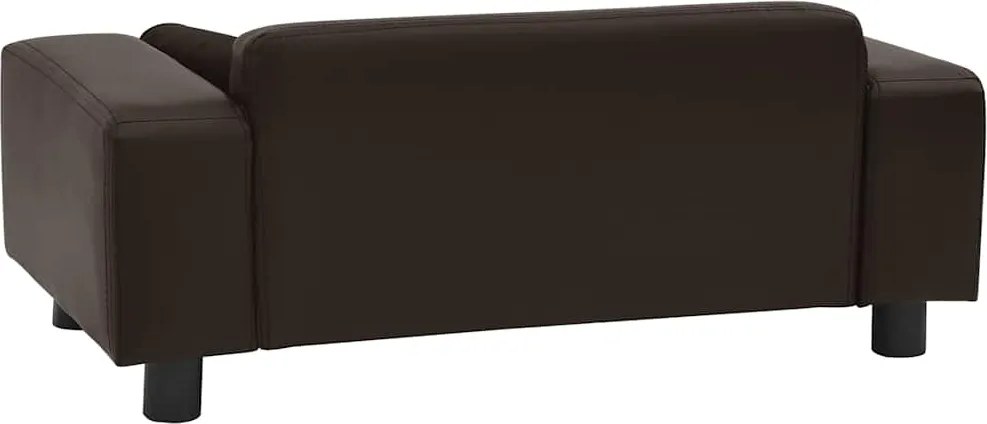 Pohovka pro psy hnědá 81 x 43 x 31 cm plyš a umělá kůže 170955